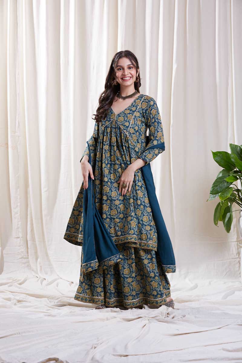 Anvi Blue Kurta Set – The Verandah